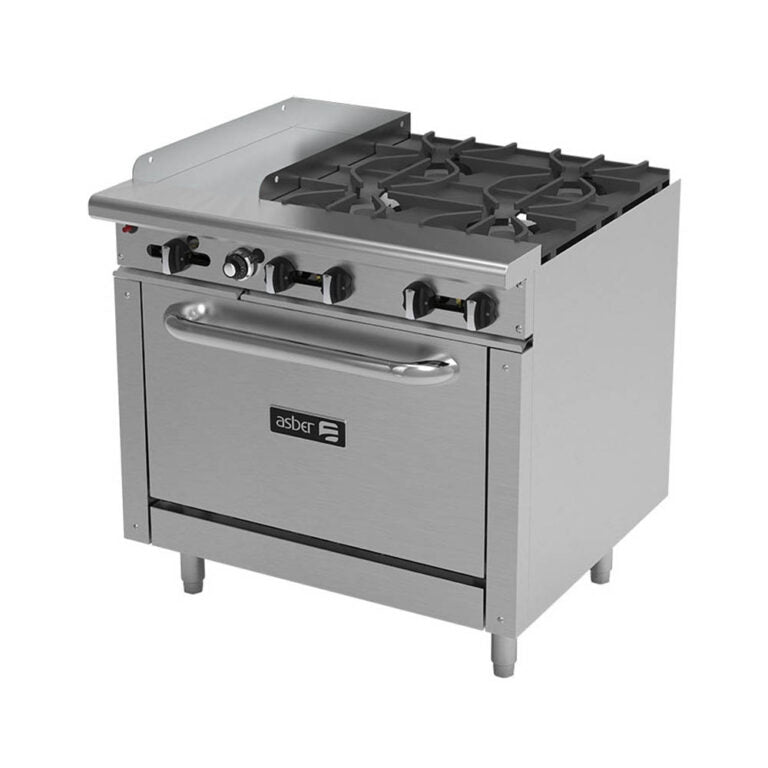 Estufa industrial a gas con 6 quemadores y horno marca Asber – Innova ...
